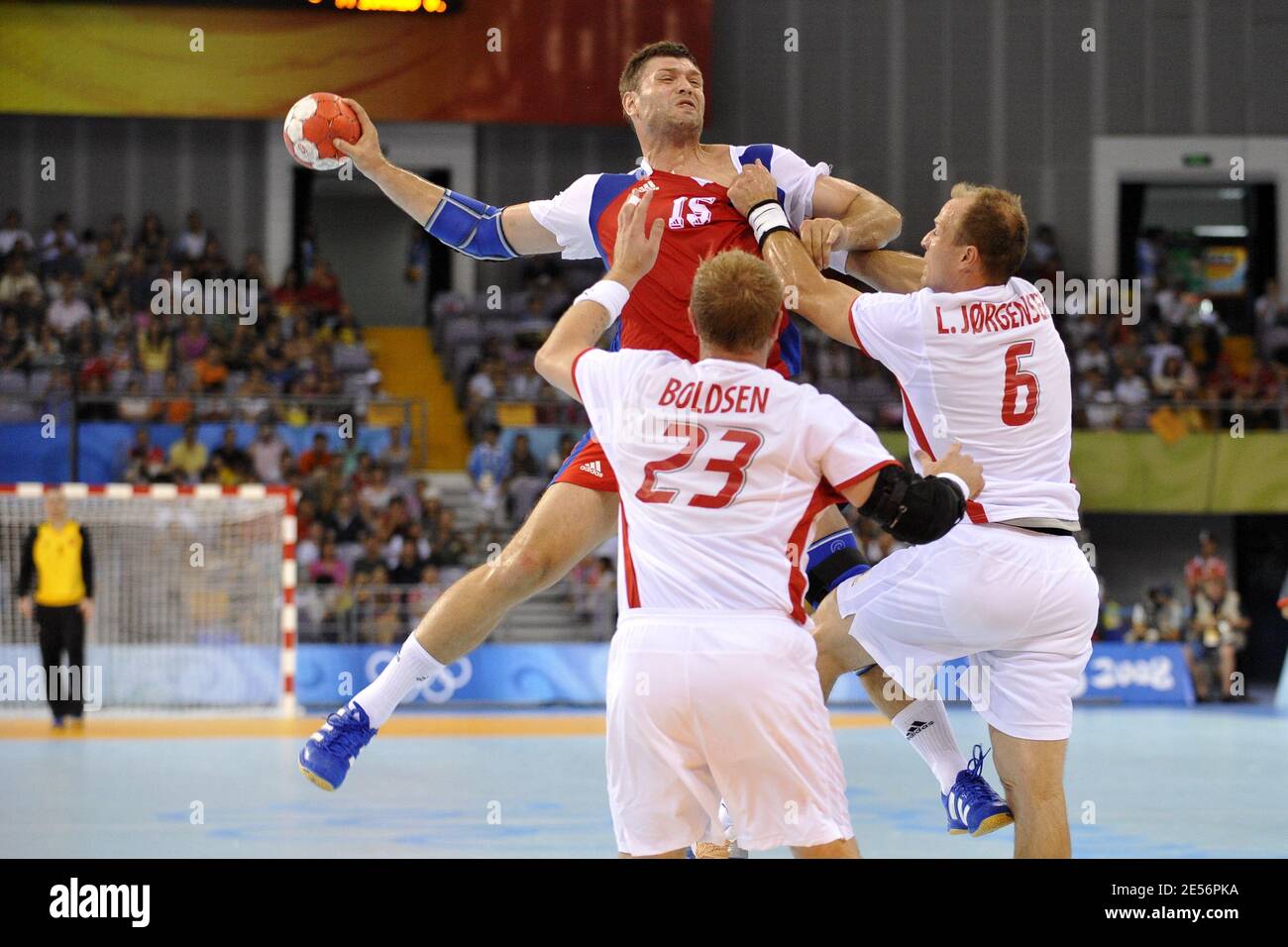 Alexey Rastvortsev of Russia during the handball match qualification ...