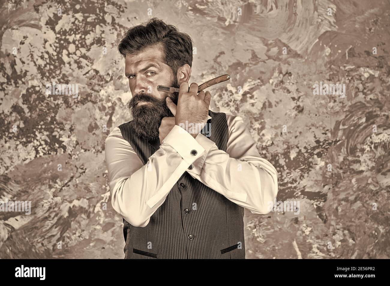 Razor blade. Shaving man has razor. Hair salon for men. Retro and ...