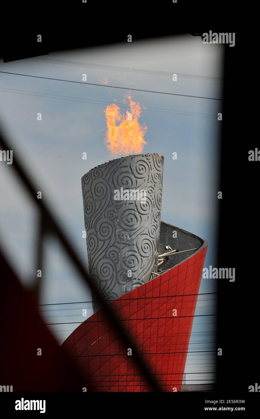 The Olympic Flame at the National Stadium on Day 7 of the XXIX Olympic ...