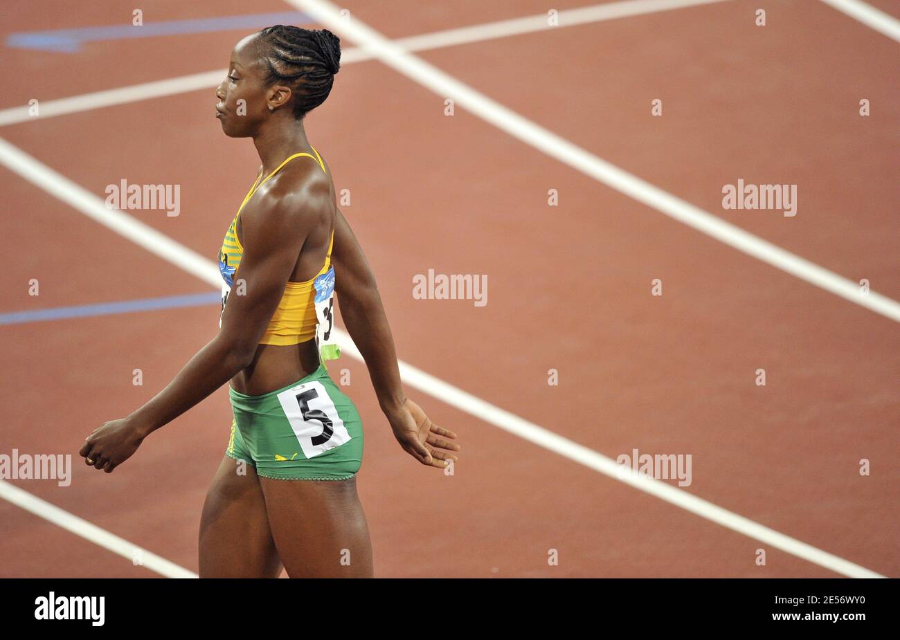 Jamaica's Sherone Simpson competes in the women's 200m heat 6 during ...