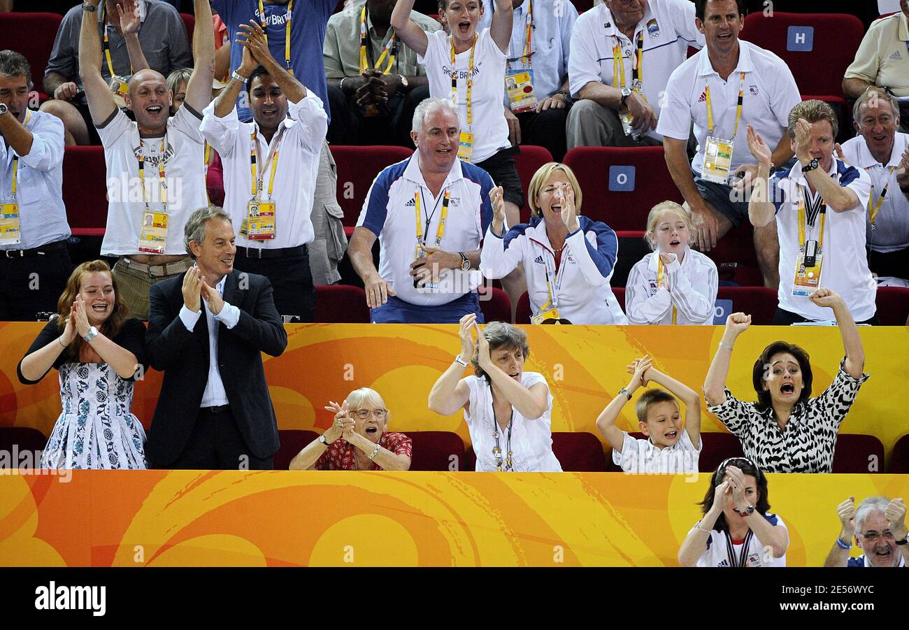 Former prime minister Tony Blair with wife Cherie Daughter Kathryn (L ...