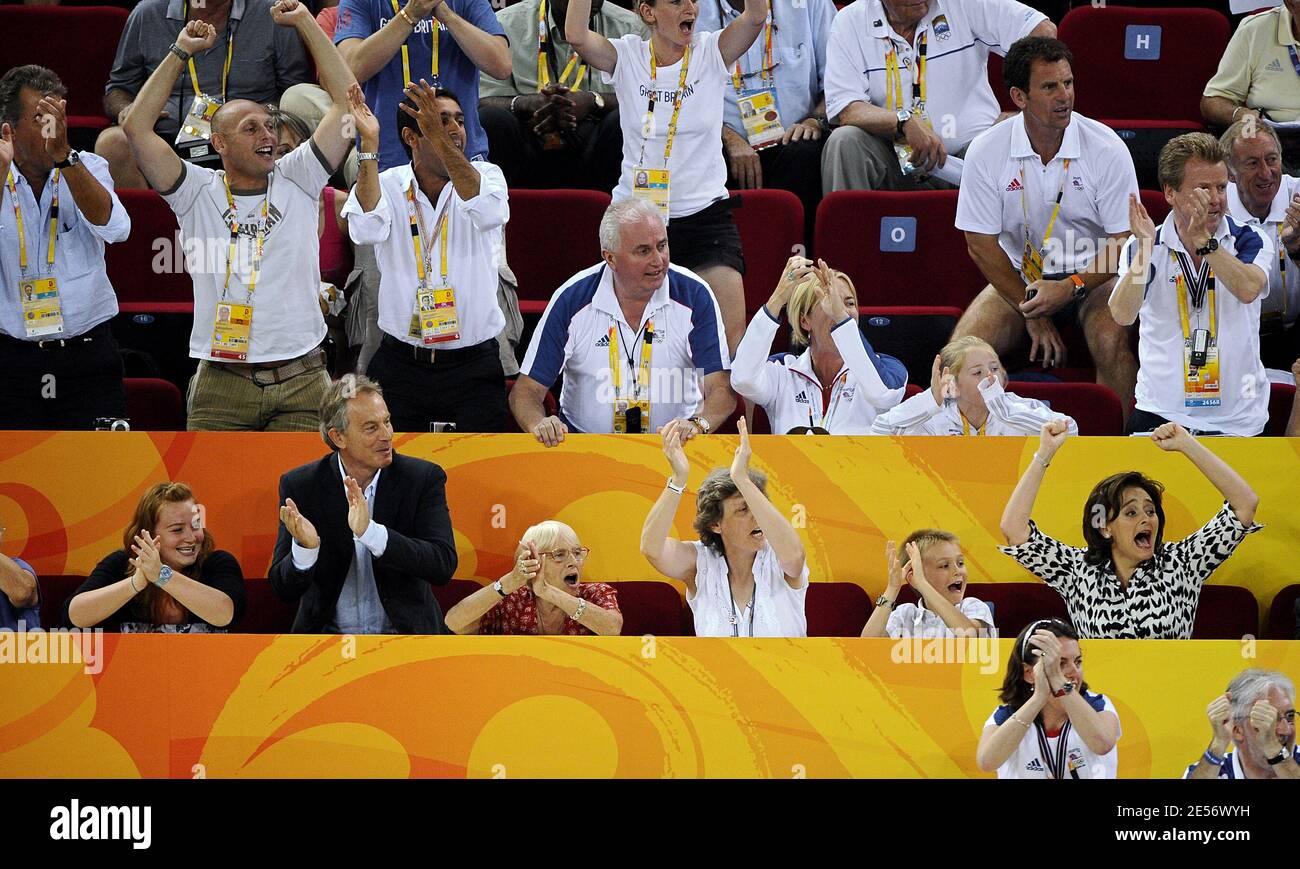 Former prime minister Tony Blair with wife Cherie Daughter Kathryn (L ...