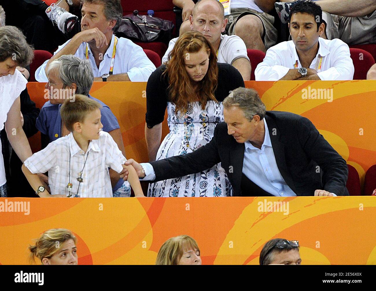 Former prime minister Tony Blair with wife Cherie Daughter Kathryn (L ...