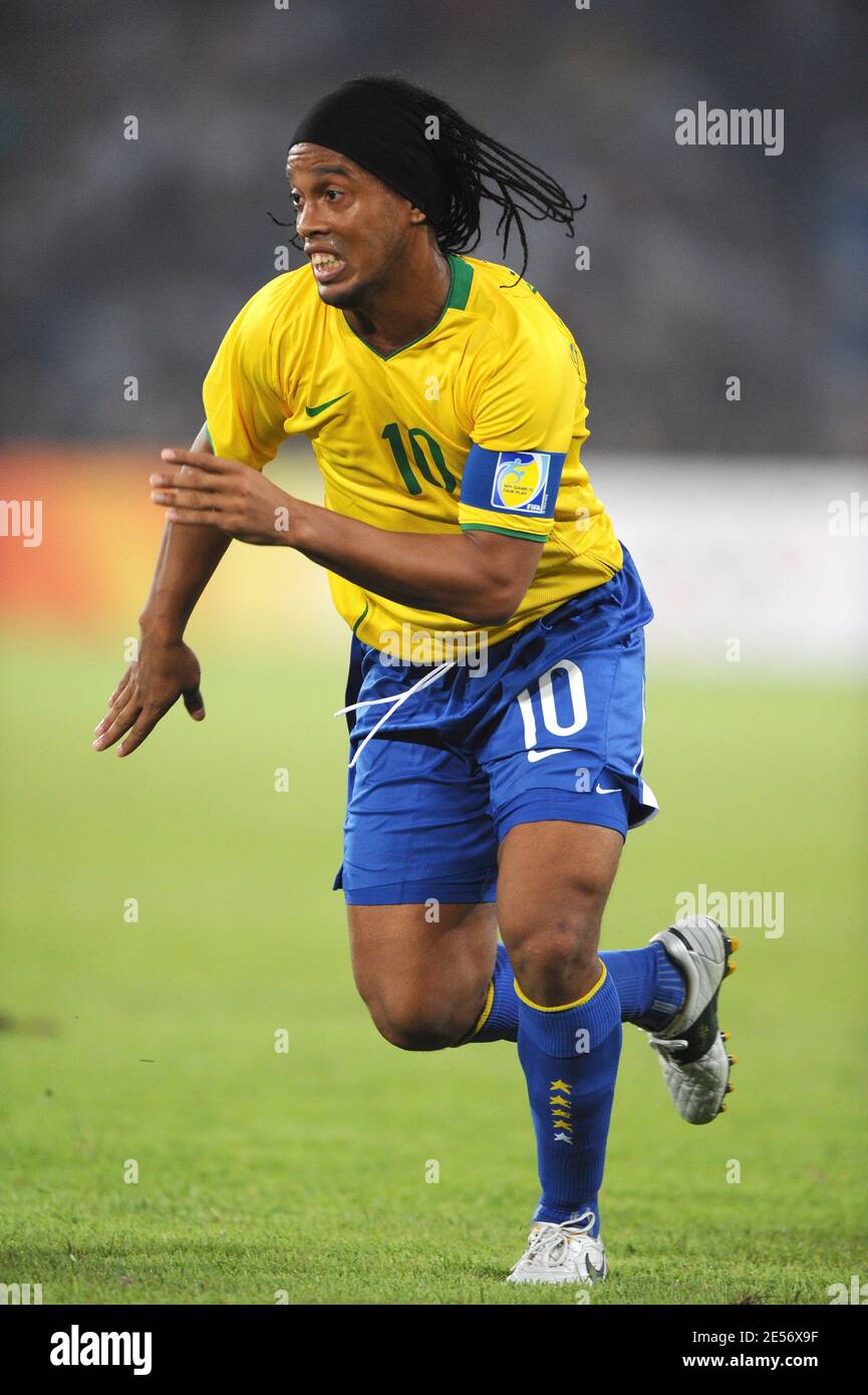Brazil's captain Ronaldinho during the football semi-final match held ...