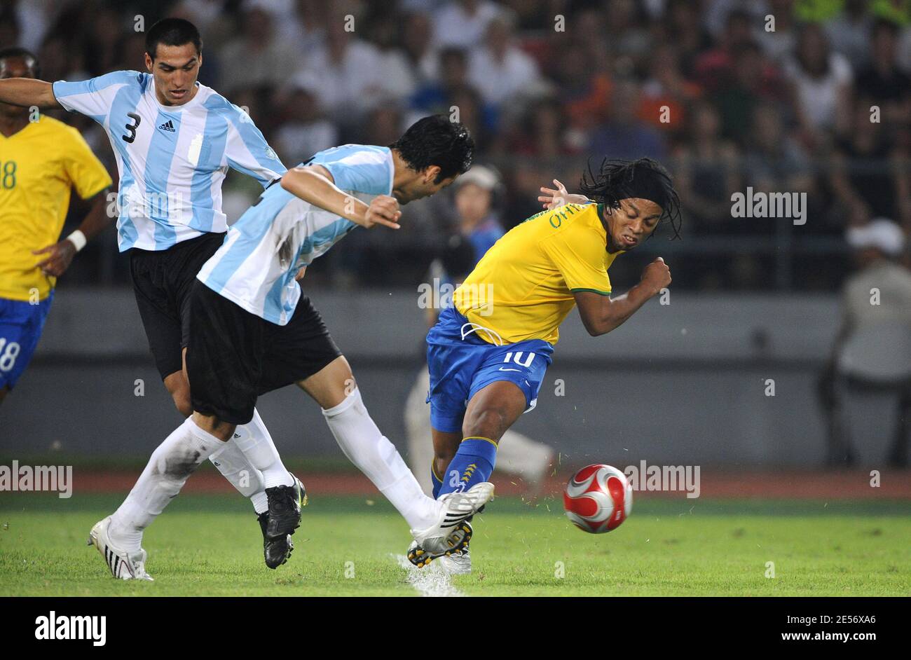 Brazil's captain Ronaldinho during the football semi-final match held ...