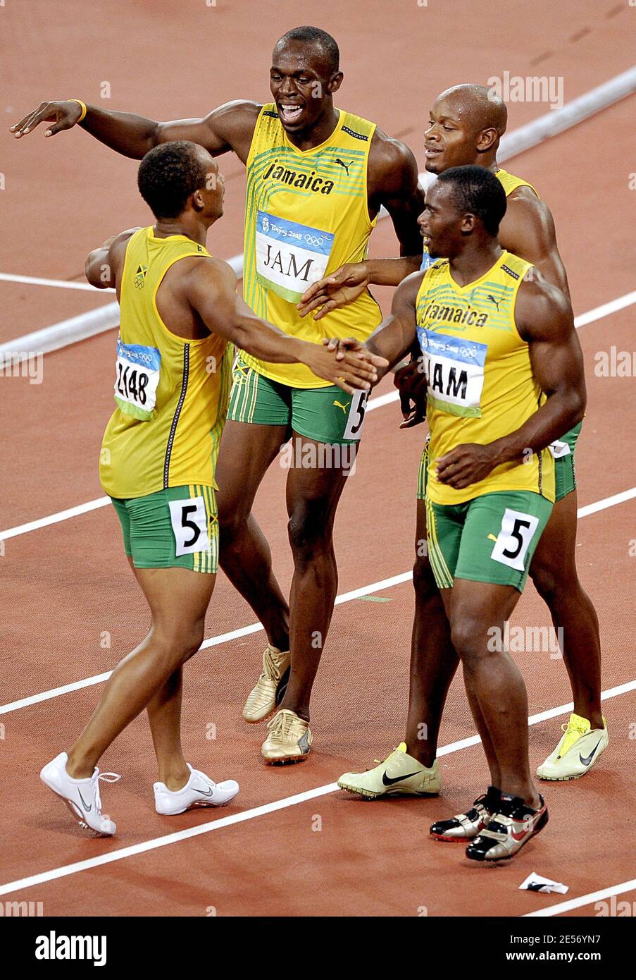 Jamaica's Asafa Powell, Nesta Carter, Usain Bolt and Michael Frater ...