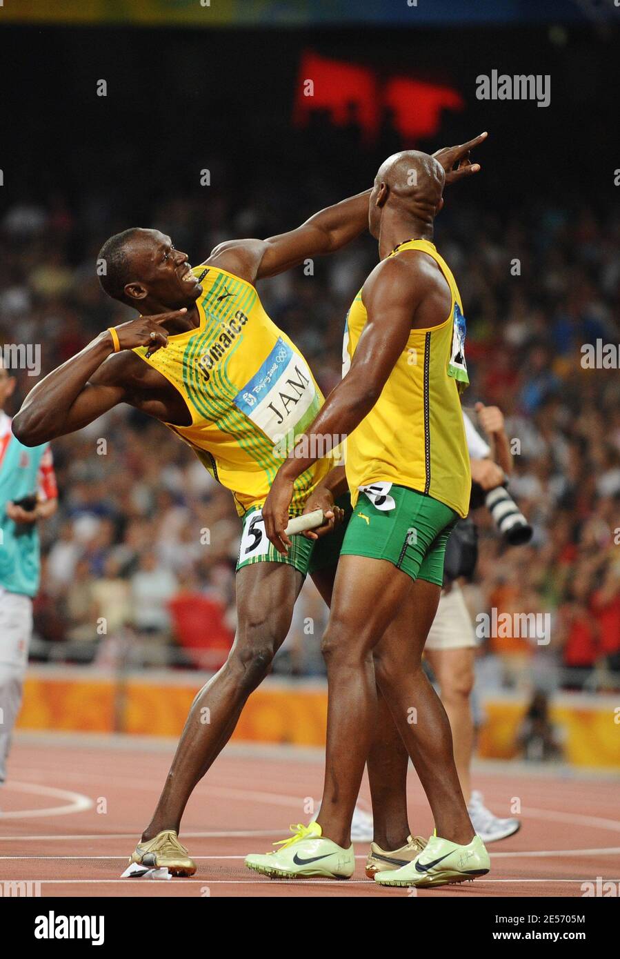 Jamaica's Asafa Powell, Nesta Carter, Usain Bolt and Michael Frater ...