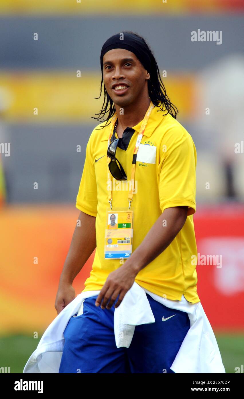Brazil's Ronaldinho during the medal ceremony after the Men's Gold ...