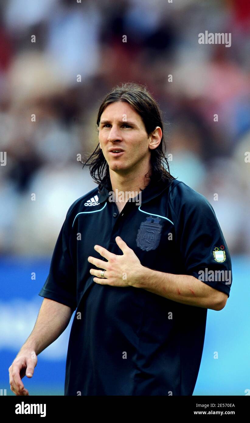 Argentina's Lionel Messi during the medal ceremony after the Men's Gold ...