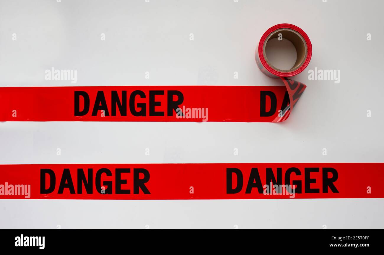 Danger Safety Barricade Tape, Indoor or Outdoor Black on red Background ...