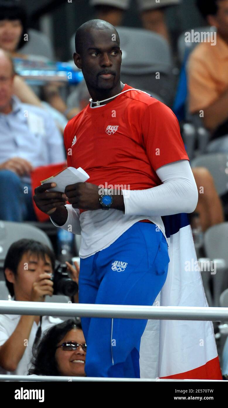 Taekwondo World Champion Pascal Gentil attends the Handball Gold medal ...