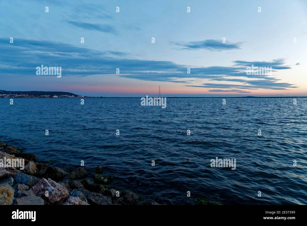 Bouzigues, France. 24th Aug,2014. Sailboats on The Thau lagoon in ...