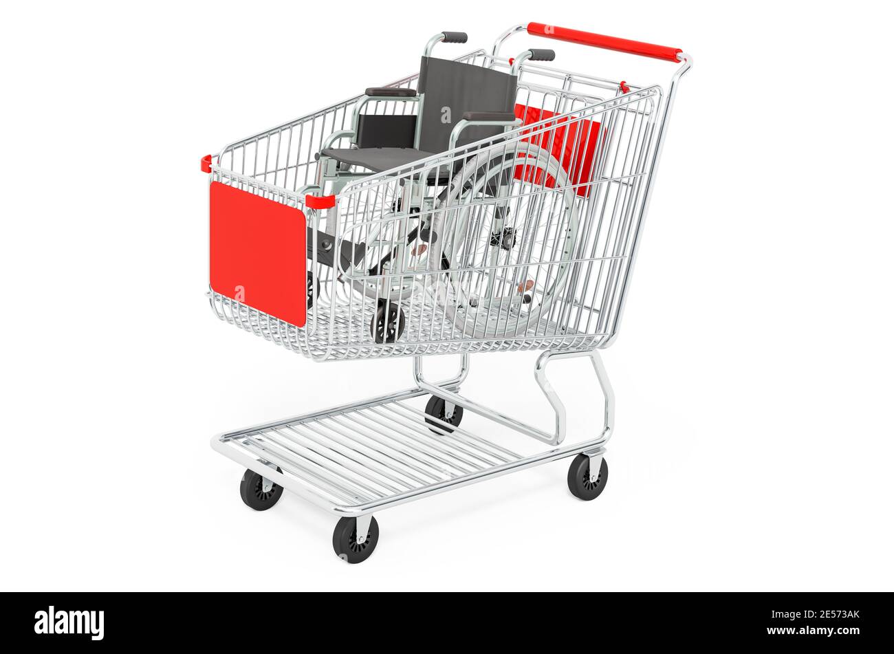 Shopping cart with manual wheelchair. 3D rendering isolated on white ...