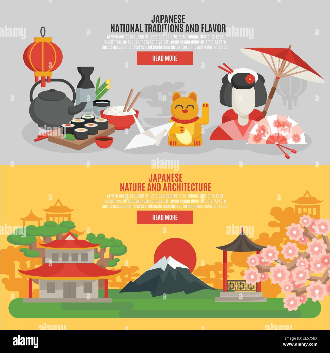 Japanese national tradition and flavor nature and architecture flat ...