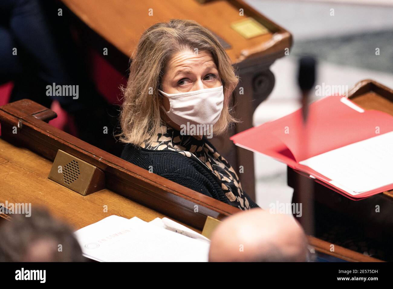 French Ecological Transition Minister Barbara Pompili attends a session ...