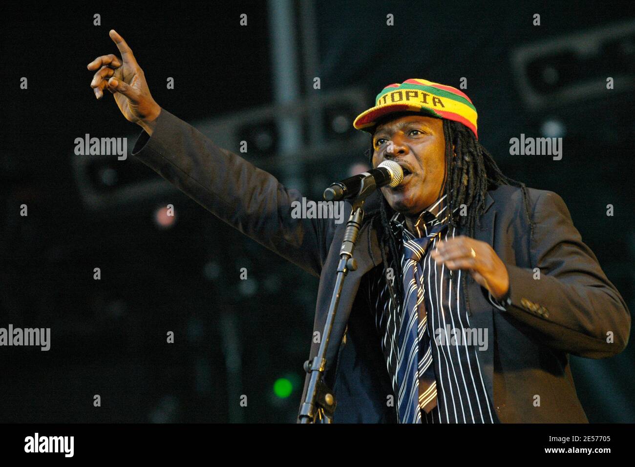 Ivory Coast singer Alpha Blondy performs on stage on the third and last ...