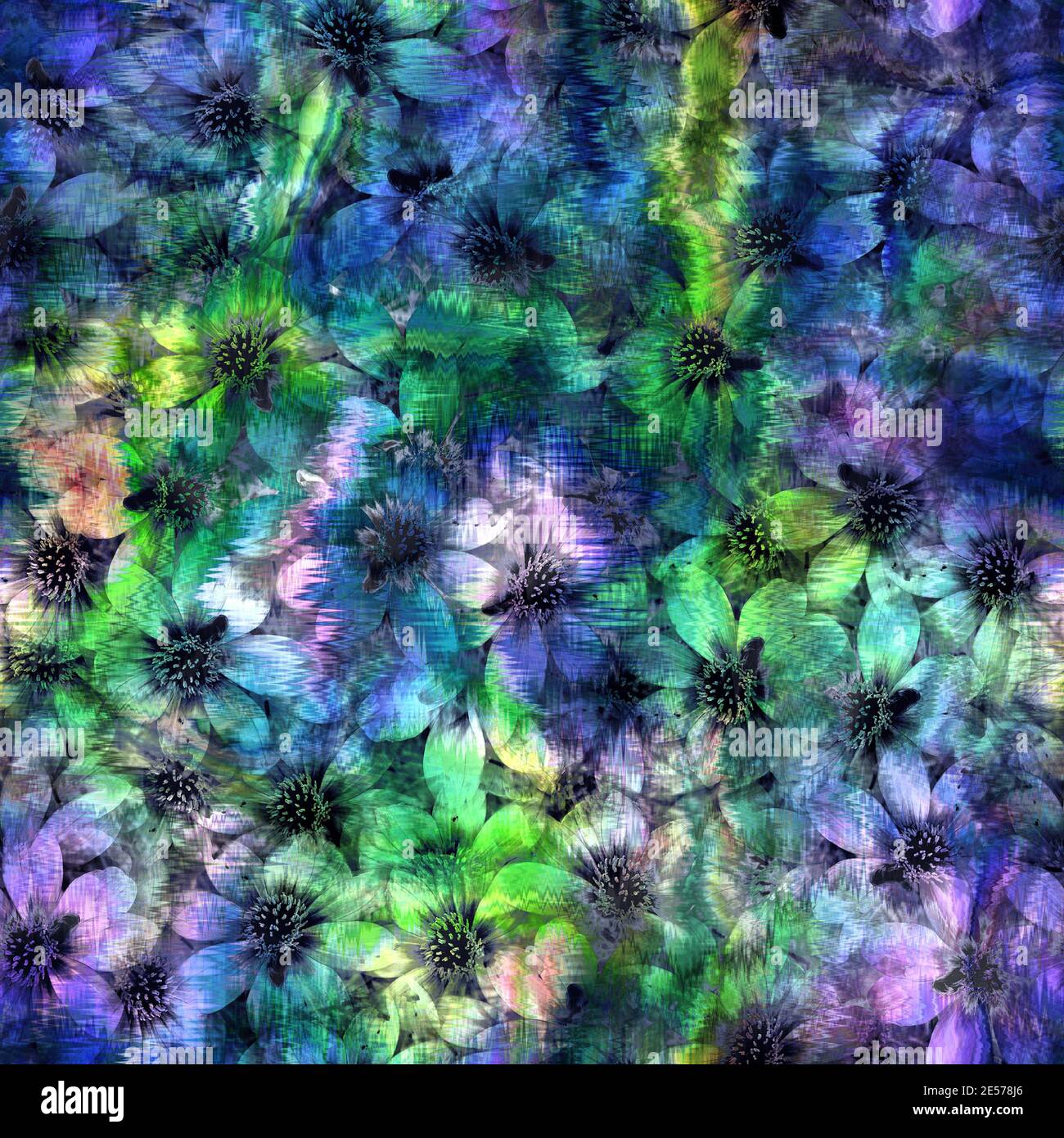 Seamless abstract color blobs with floral overlay Stock Photo - Alamy