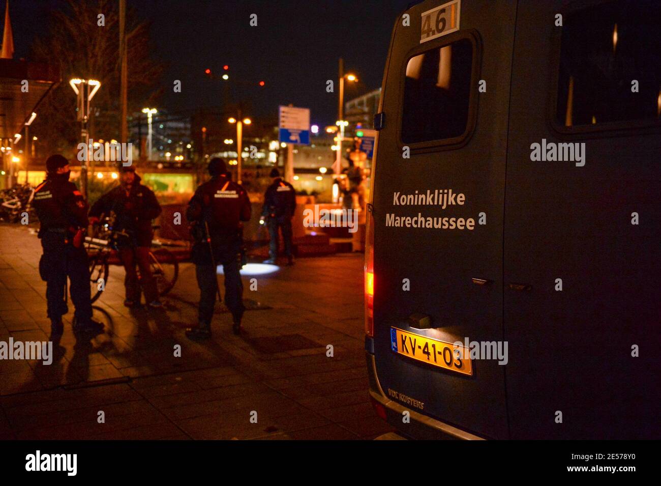 EINDHOVEN, NETHERLANDS - JANUARY 26: Military police is patrolling the ...
