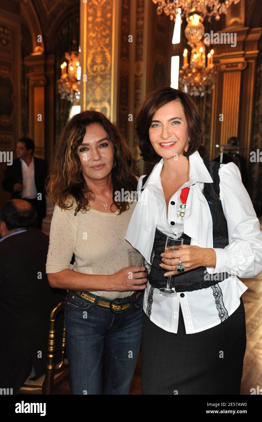French fashion designer Nathalie Garcon poses with actress Caroline ...