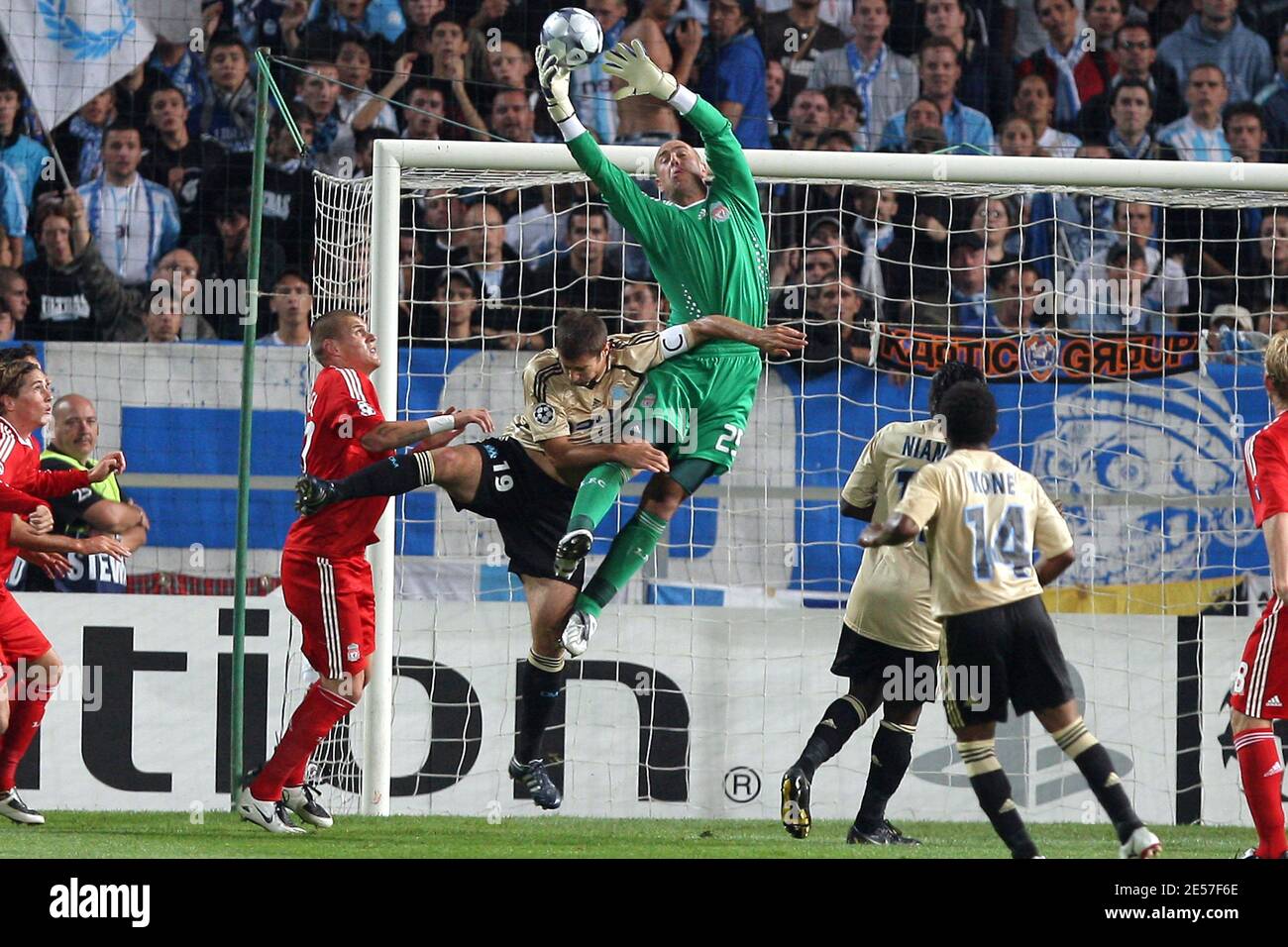 Liverpool's goal keeper Pepe Reina during the UEFA Champions League ...