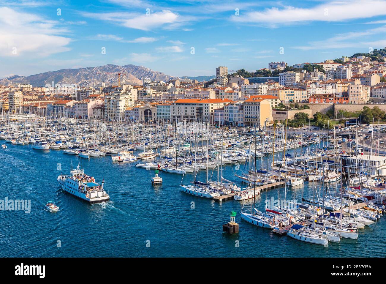 Aerial panoramic view on old port in Marseille, France Stock Photo - Alamy