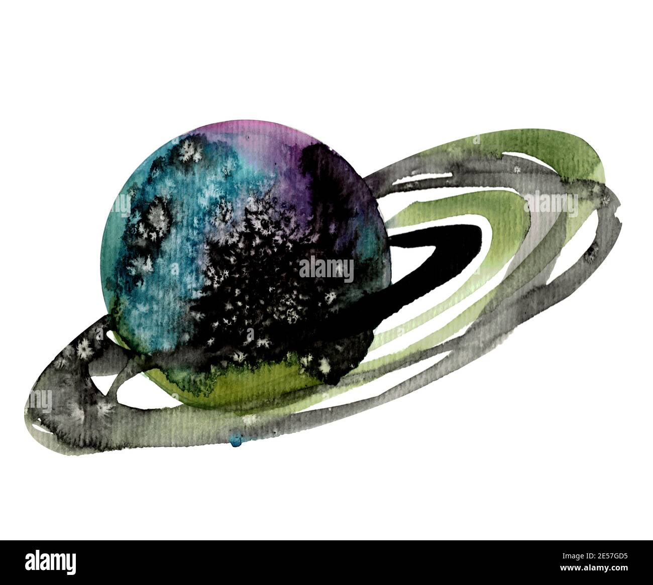 Watercolor handdrawn planet Saturn on white background. Astrology ...