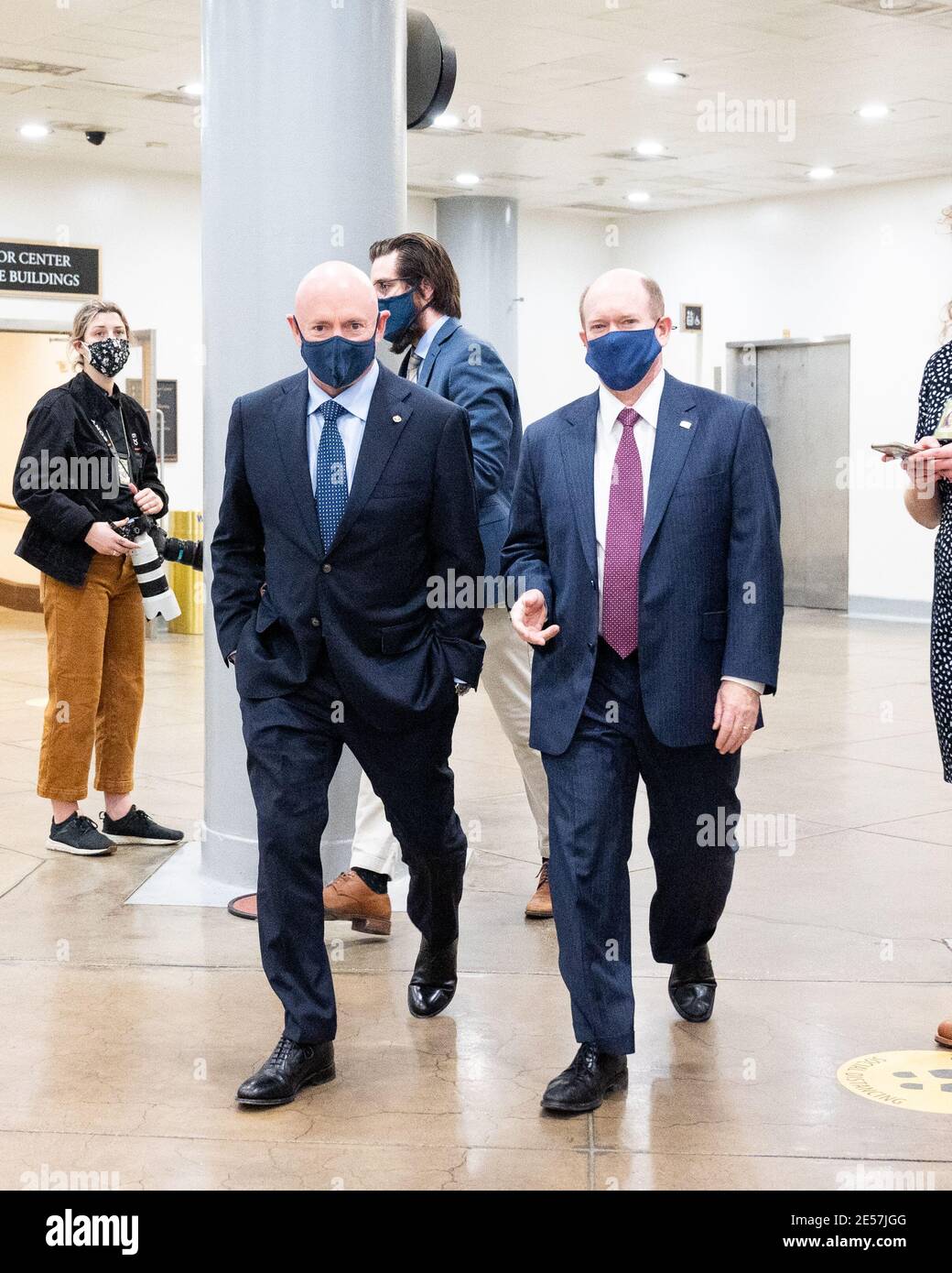 Senators Mark Kelly (D-AZ) and Chris Coons (D-DE) near the Senate ...