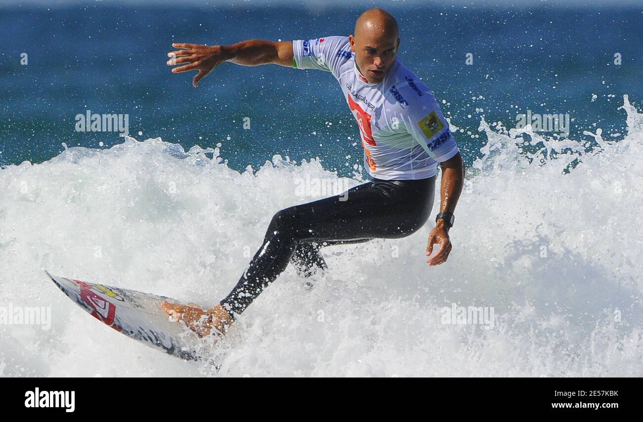 Kelly Slater of the USA competes during the Final of the Quiksilver Pro ...