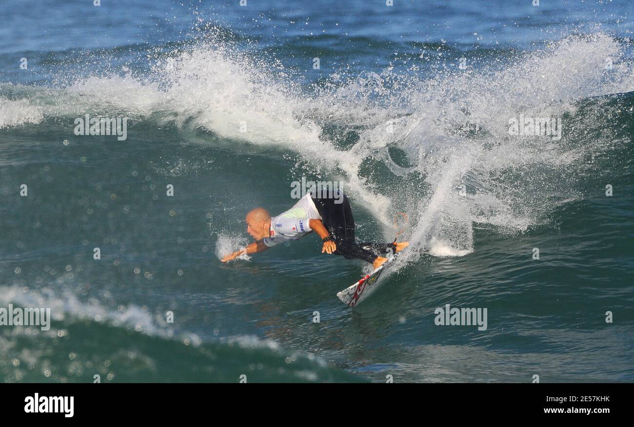 Kelly Slater of the USA competes during the Final of the Quiksilver Pro ...