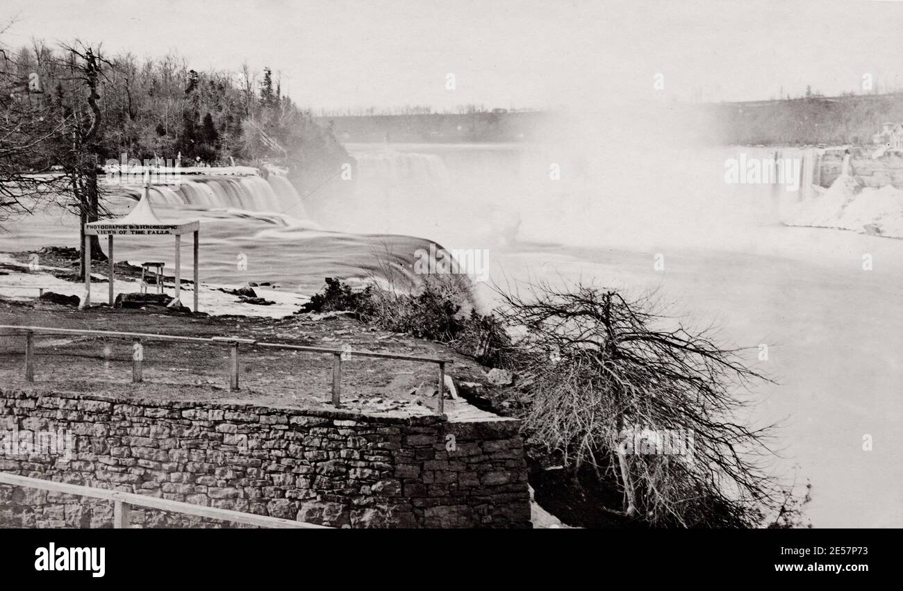 19th century vintage photograph: General view of the Niagara Falls ...