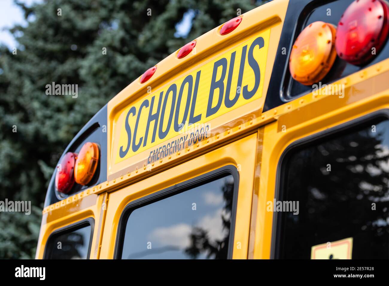 school bus lettering, school bus sign Stock Photo - Alamy
