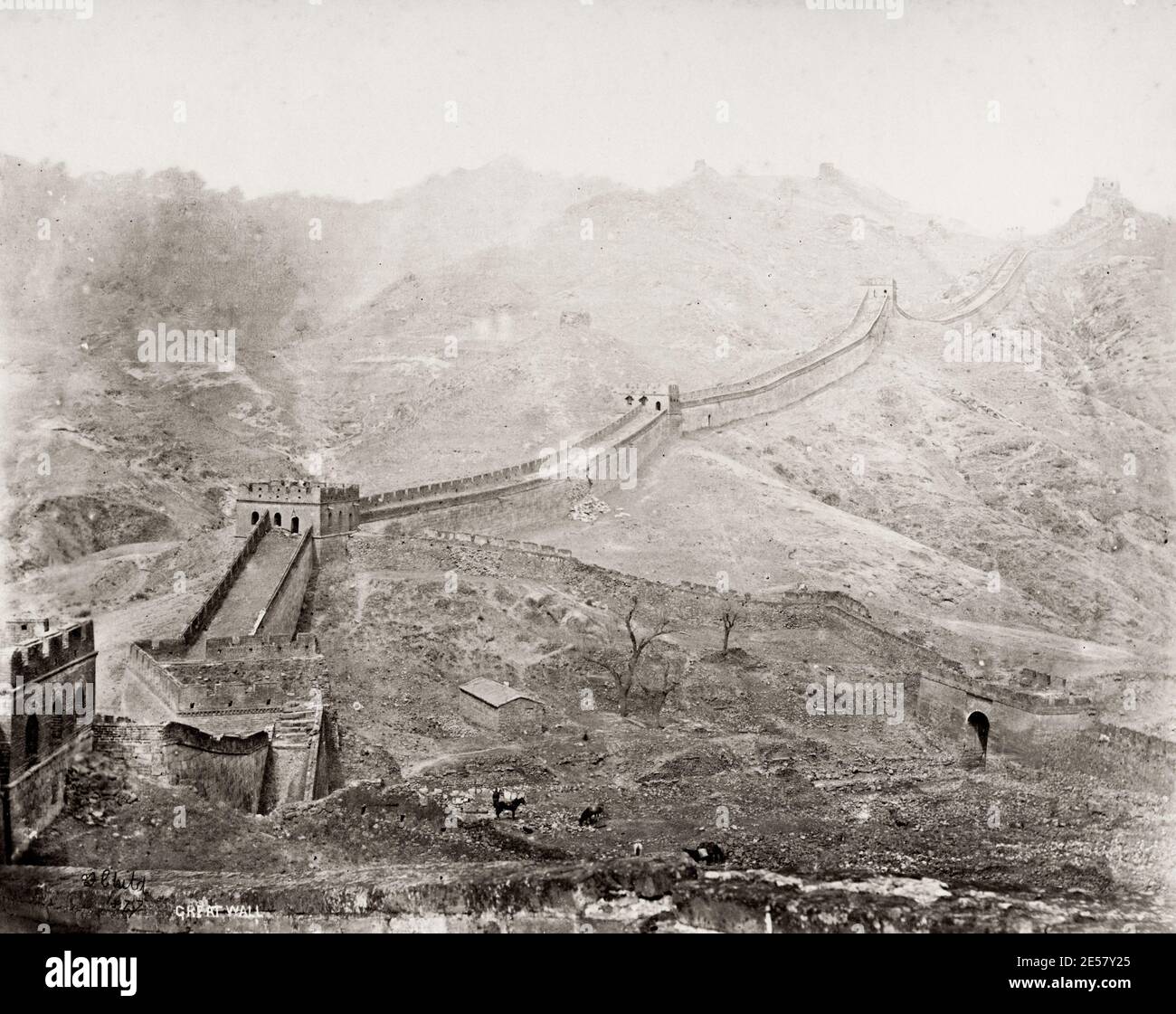 19th century vintage photograph: Great Wall of China, top of the Nankou ...