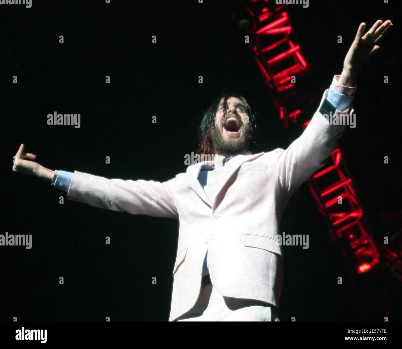 Jared Leto of 30 Seconds to Mars performs in concert at the Bank United ...