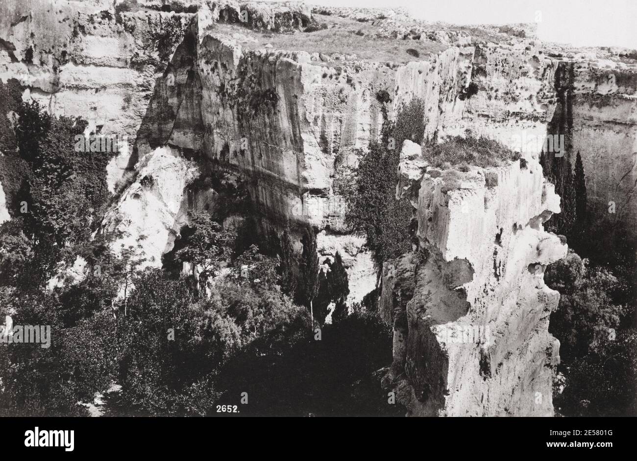 19th century vintage photograph: Syracuse, Sicily Italy. The latomie ...