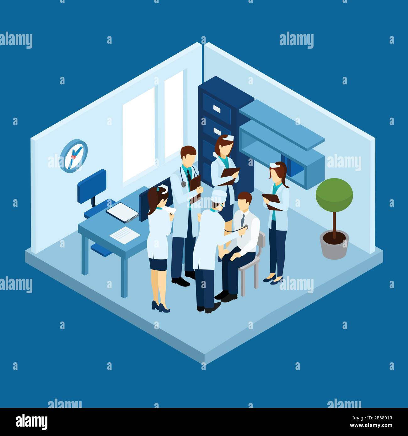 Medical clinic personnel concept with isometric doctors and nurses ...