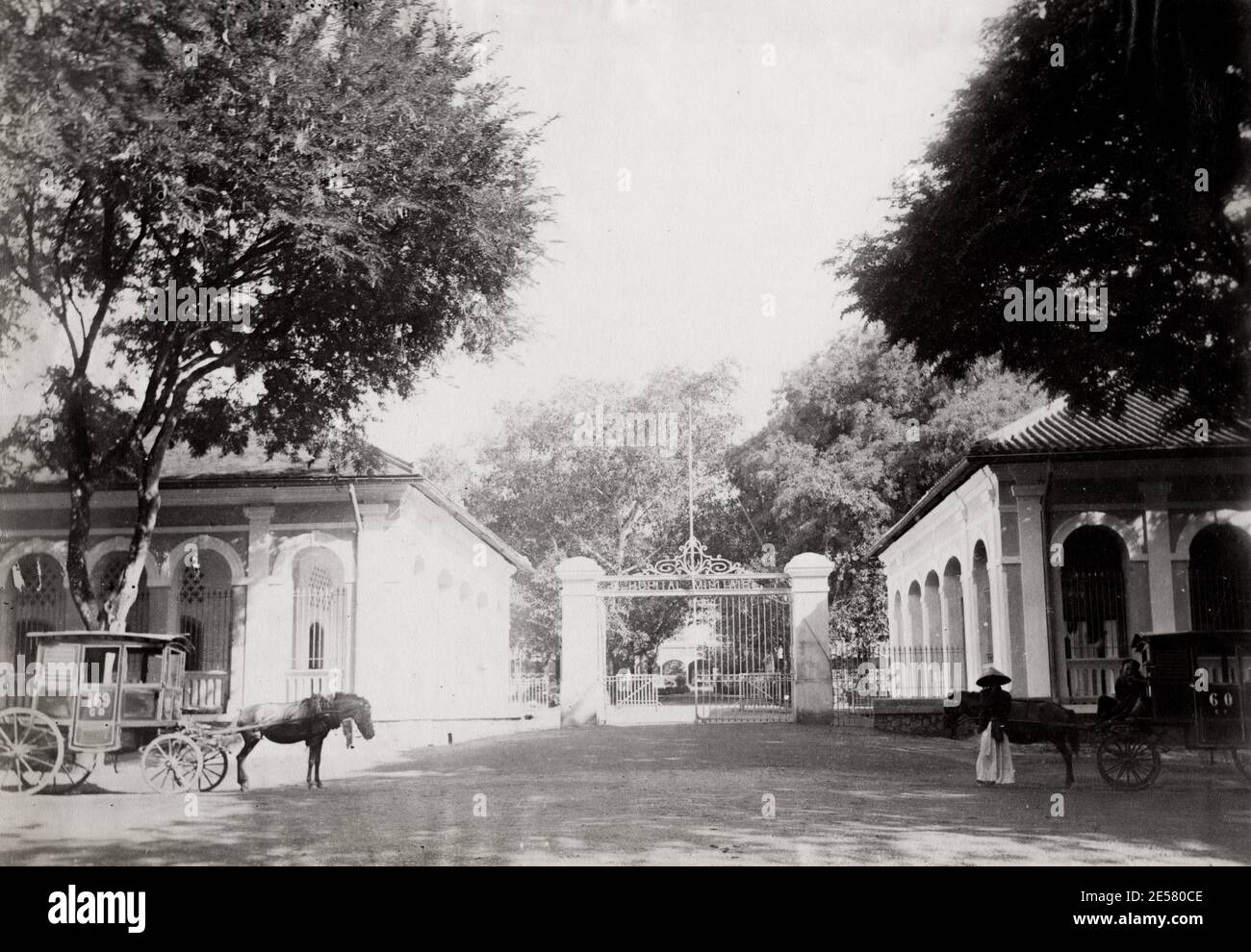 19th century vintage photograph: military hospital, Saigon, French ...