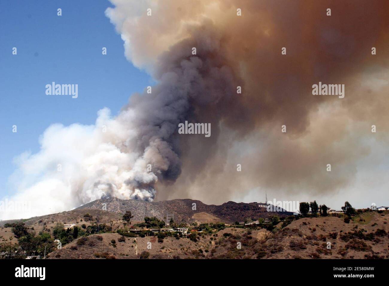The famous Hollywood sign was in danger today as a fire raged on the ...