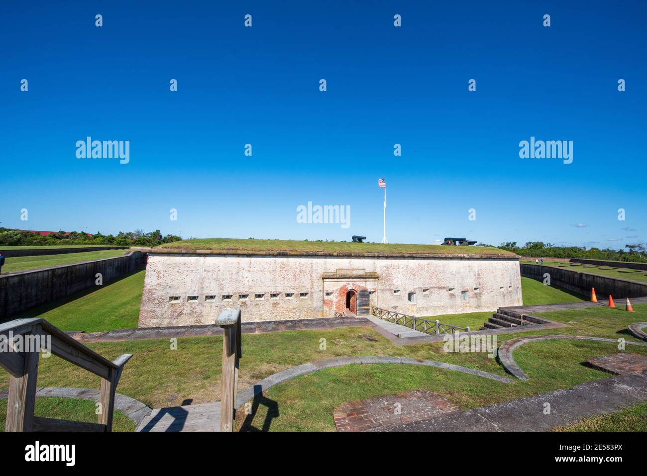Surrounding Fort Macon's citadel is the sunken area known as the ditch ...