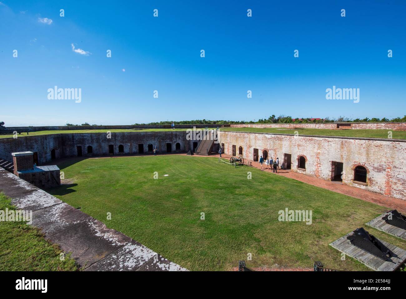 Elevated view of the parade ground at Fort Macon State Park in Atlantic ...