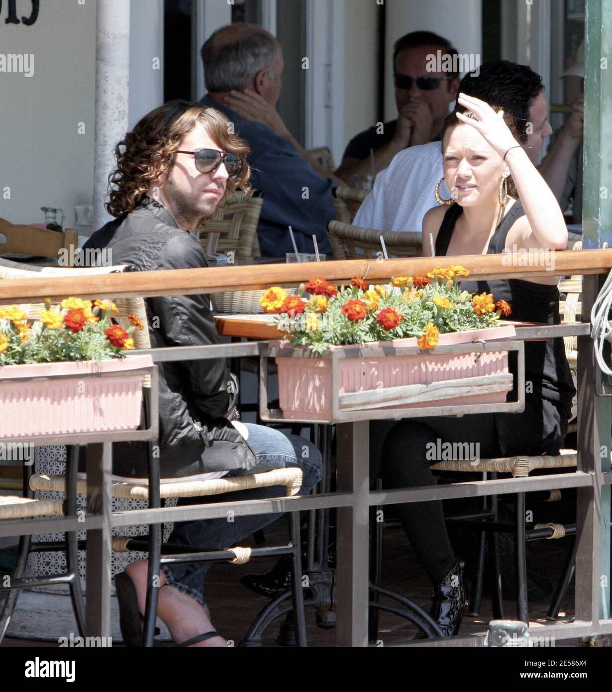 Hilary Duff and a friend have lunch at Cafe Med in West Hollywood ...