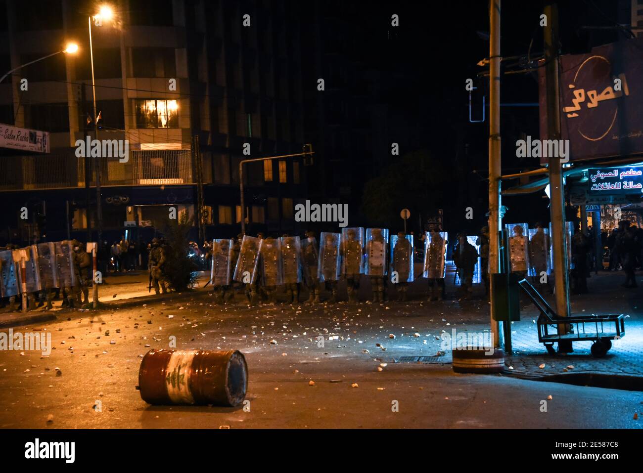 Tripoli, Lebanon, 26 January 2021. Lebanese soldiers attempt to quell a ...