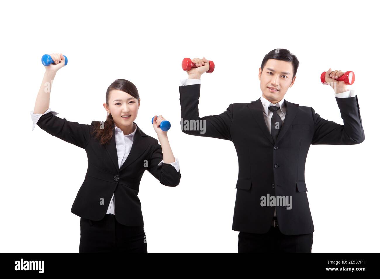 Business people using dumbbell Cut Out Stock Images & Pictures - Alamy