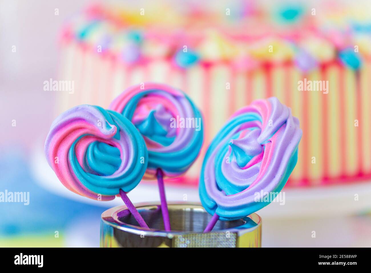 Lollipops Spiral Forms candy on pink background. Funny concept ...