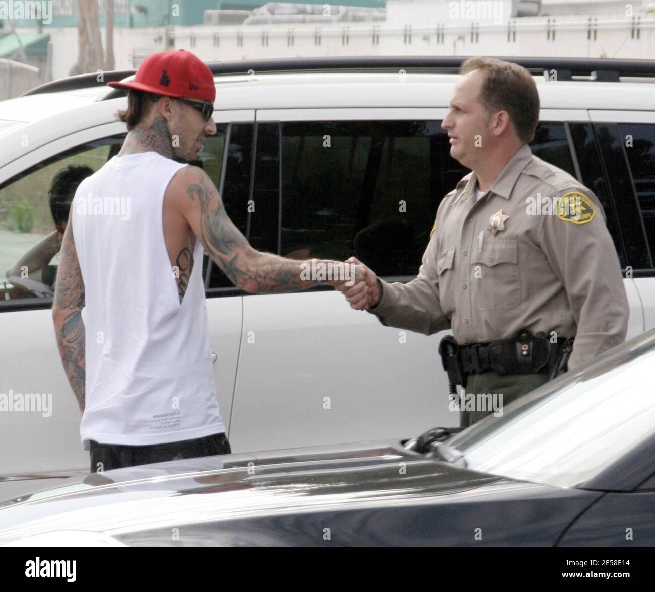 Travis barker of blink 182 and wife shanna hi-res stock photography and ...