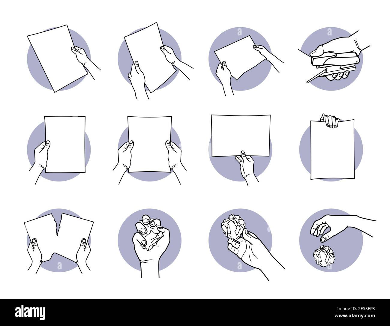 Hand holding A4 paper, staple, tearing, crumpled, and throwing away the ...
