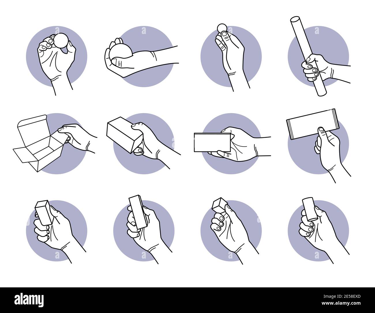 Hand holding random objects and shapes. Vector illustrations of a hand ...