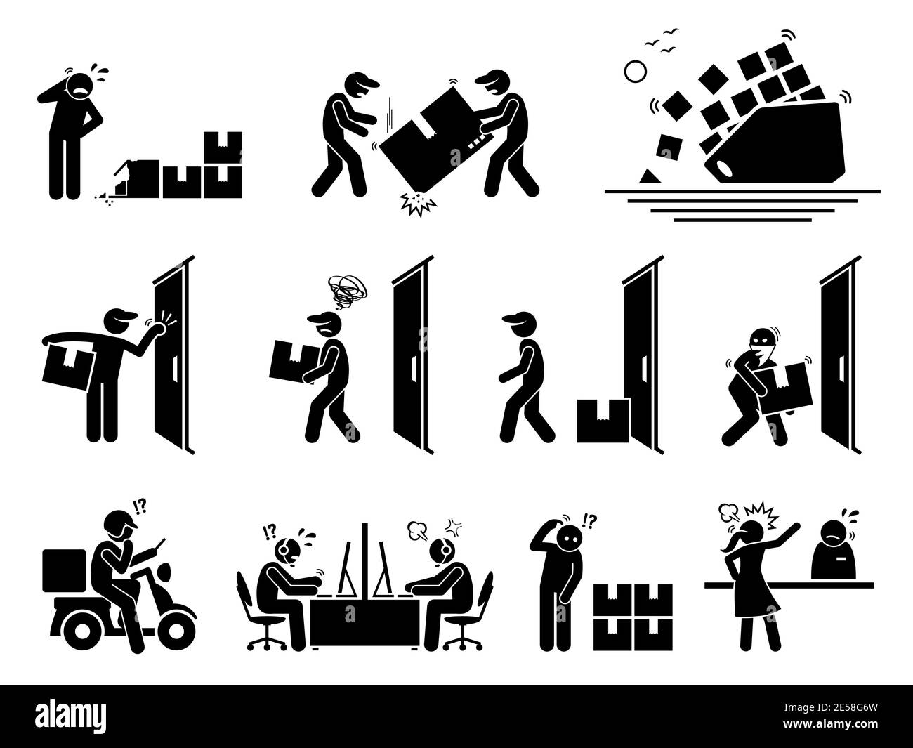 Logistic and shipping problem icons set. Vector illustrations of ...