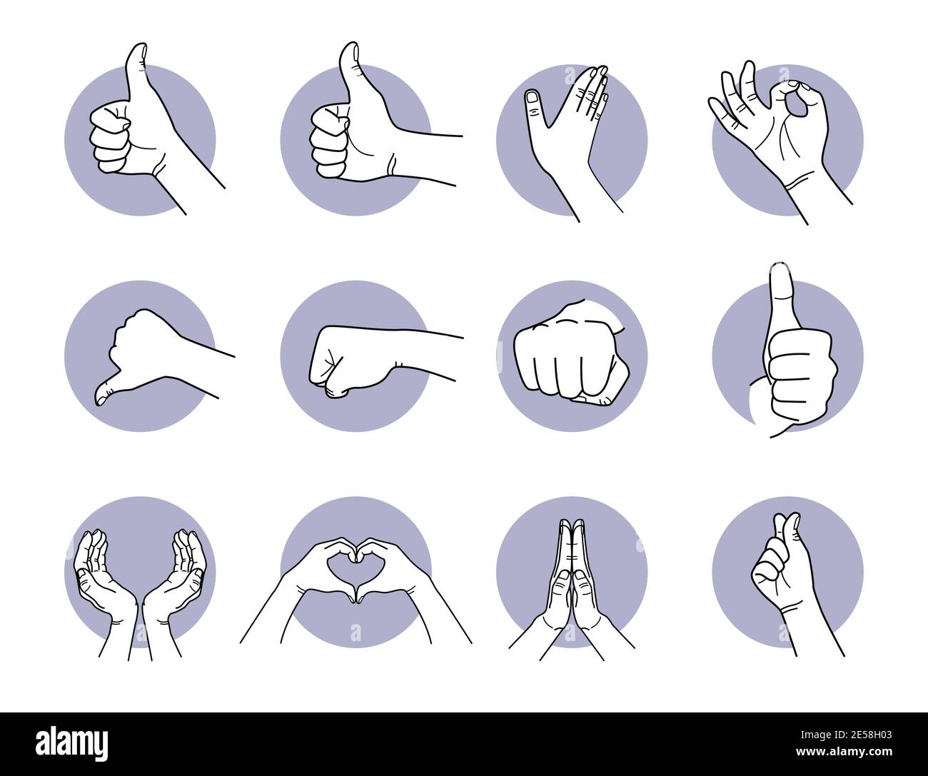 Good, love, and like hand gestures. Vector illustrations of hand and ...