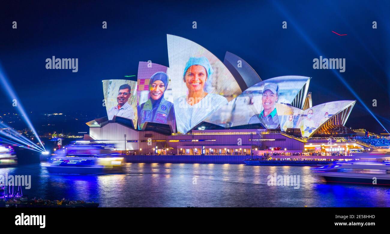 Sydney, Australia, 26 January 2021. A fireworks display and special ...
