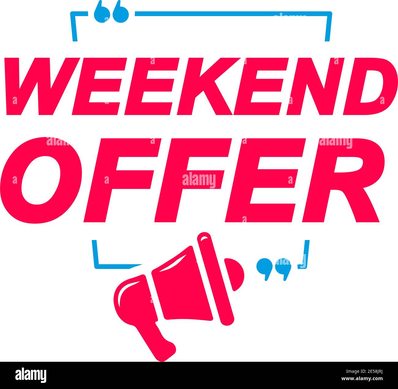 Weekend Offer labels. Speech bubbles with megaphone icon. Advertising ...